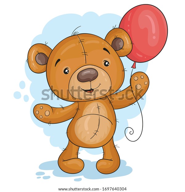 Cute Cartoon Teddy Bear Balloon Vector Stock Vector (Royalty Free ...