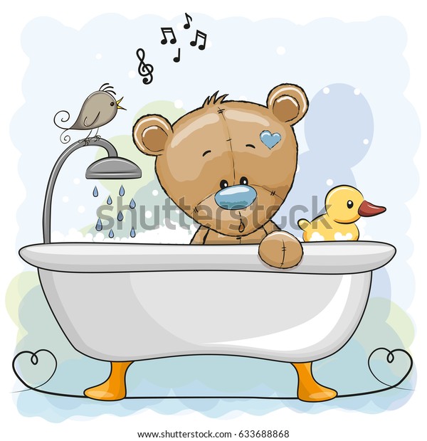 Cute Cartoon Teddy Bear Bathroom Stock Vector (Royalty Free) 633688868