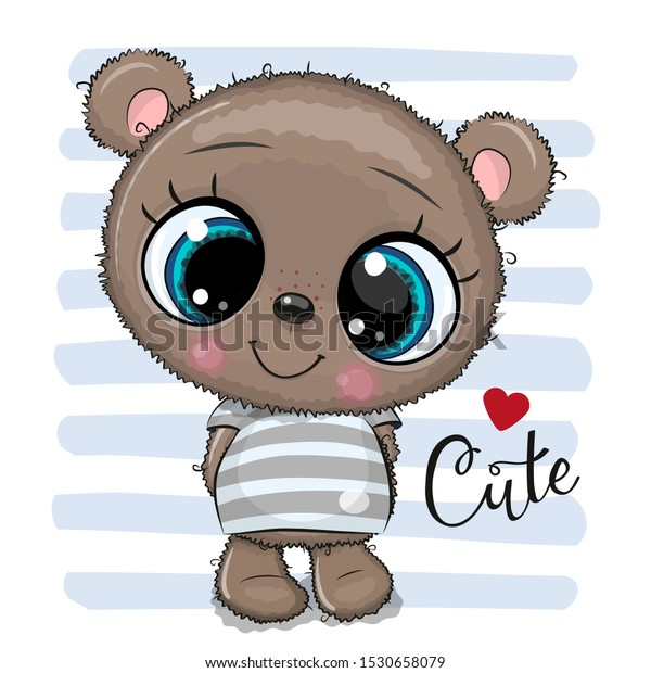 Cute Cartoon Teddy Bear Isolated On Stock Vector (Royalty Free ...