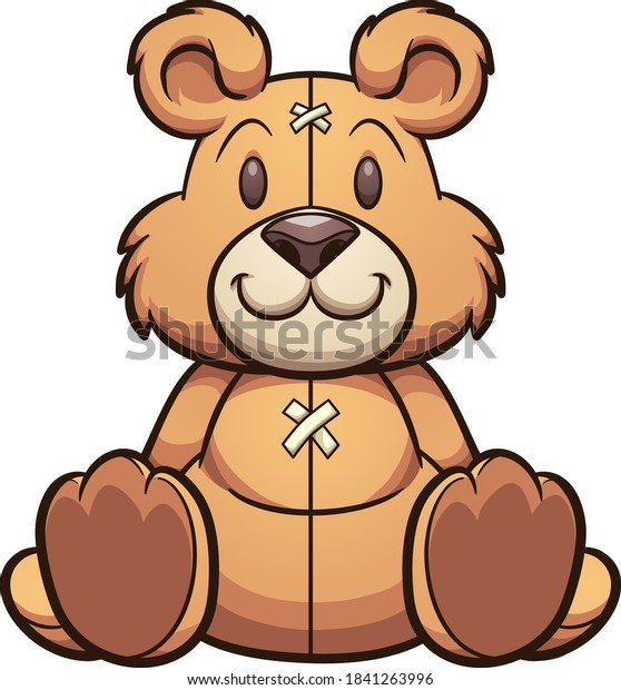 Cute Cartoon Teddy Sitting Front View Stock Vector (Royalty Free ...