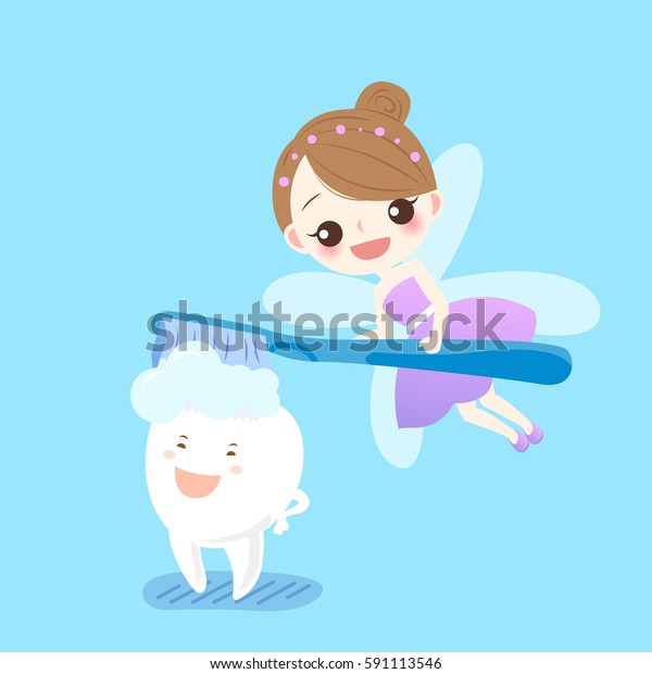 Cute Cartoon Teeth Sleep Tooth Fairy Stock Vector (Royalty Free) 591113546
