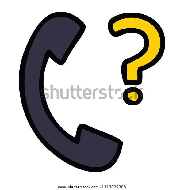 Cute Cartoon Telephone Receiver Question Mark Stock Vector (Royalty ...