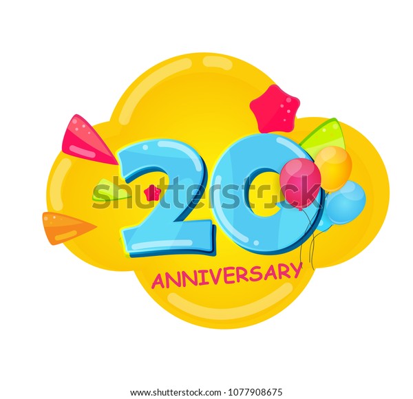 Cute Cartoon Template Logo 20 Years Stock Vector (Royalty Free ...