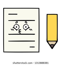 Cute Cartoon Test Paper Stock Vector (Royalty Free) 1313888381 ...