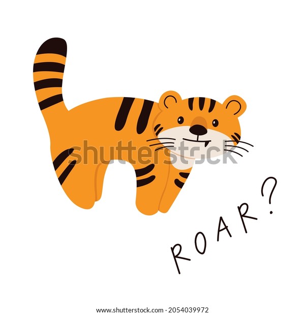 Cute Cartoon Tiger Tiger Puzzled Question Stock Vector (Royalty Free ...