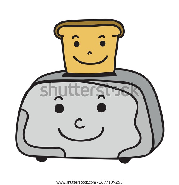 Cute Cartoon Toaster Toast Vector Illustration Stock Vector (Royalty ...