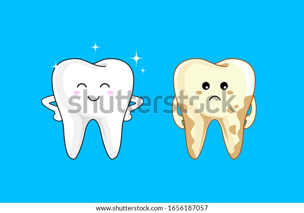 Cute Cartoon Tooth Character Bright Dirty Stock Vector (Royalty Free ...