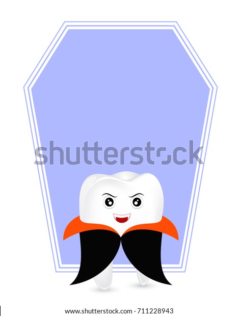 Cute Cartoon Tooth Character Dracula Happy Stock Vector (Royalty Free ...
