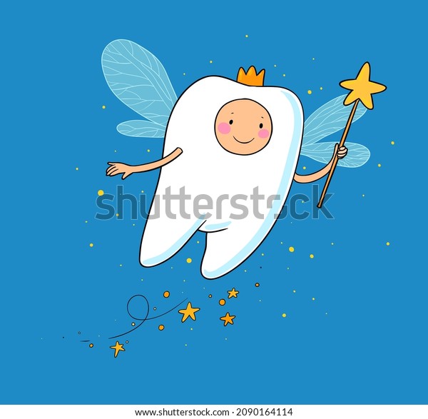 Cute Cartoon Tooth Fairy Vector Illustration Stock Vector (Royalty Free ...