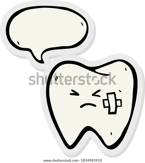 Cute Cartoon Tooth Speech Bubble Vector Stock Vector (Royalty Free ...