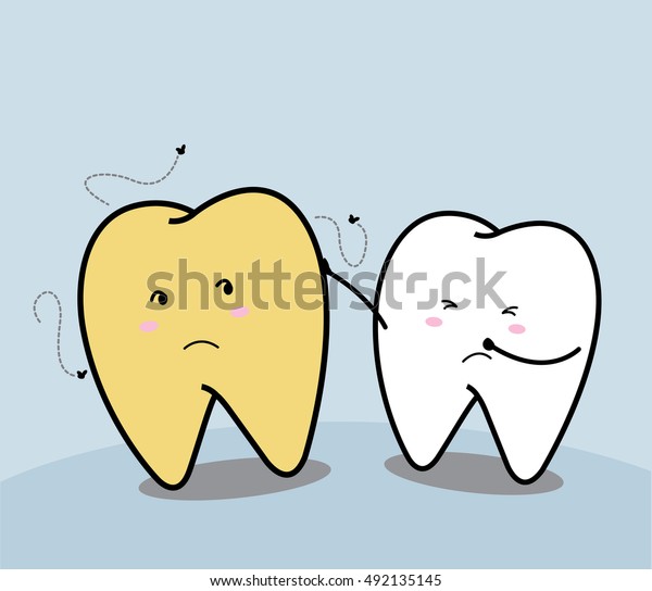 Cute Cartoon Tooth Yellow Tooth 스톡 벡터(로열티 프리) 492135145 | Shutterstock