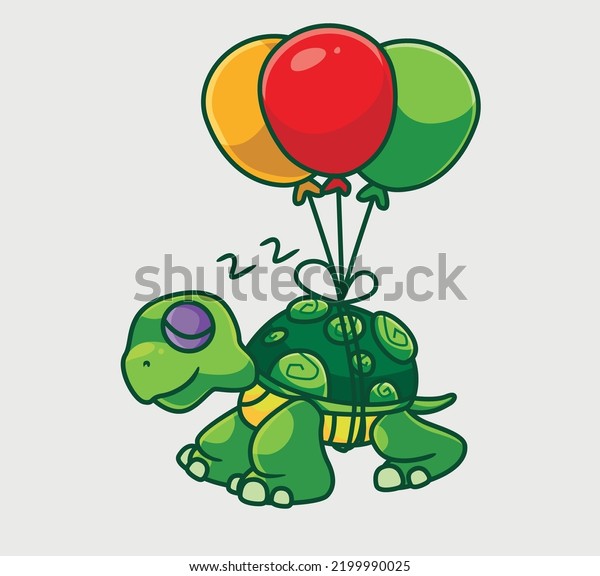 Cute Cartoon Turtle Balloon Isolated Cartoon Stock Vector (Royalty Free ...