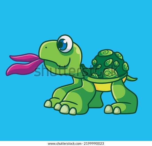 Cute Cartoon Turtle Eating Leaf Isolated Stock Vector (Royalty Free ...