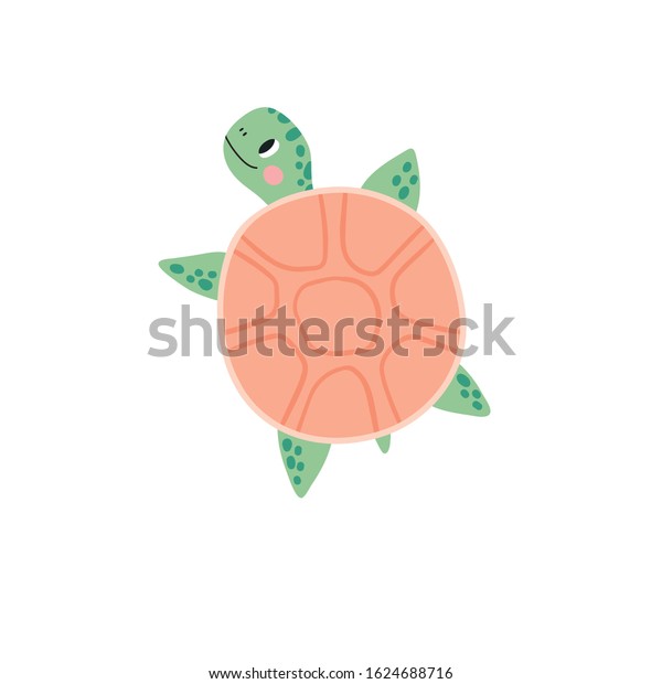 Cute Cartoon Turtle Save Our Oceans Stock Vector (Royalty Free ...