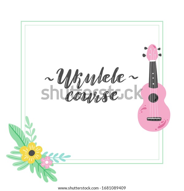 Cute Cartoon Ukulele Summer Poster Card Stock Vector (Royalty Free ...