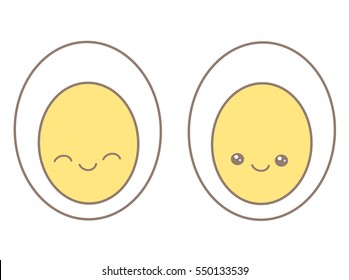 Vektor Stok Cute Cartoon Vector Hard Boiled Eggs (Tanpa Royalti ...