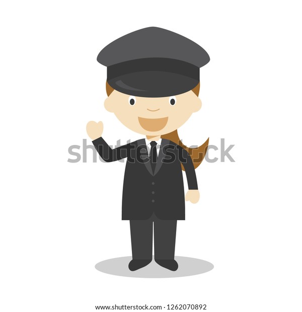 Cute Cartoon Vector Illustration Chauffeur Women 스톡 벡터(로열티 프리 ...
