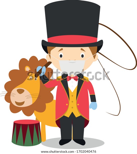 Cute Cartoon Vector Illustration Lion Tamer Stock Vector (Royalty Free ...