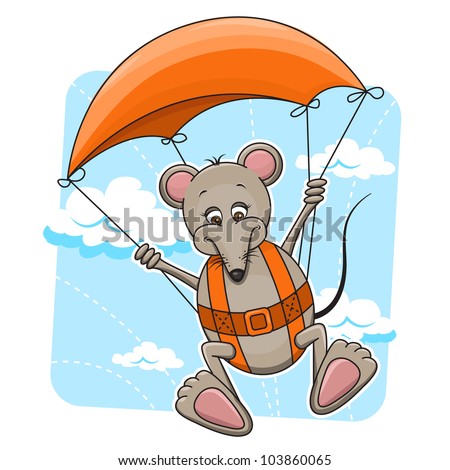 Cute Cartoon Vector Illustration Mouse Flying stockvector (rechtenvrij ...