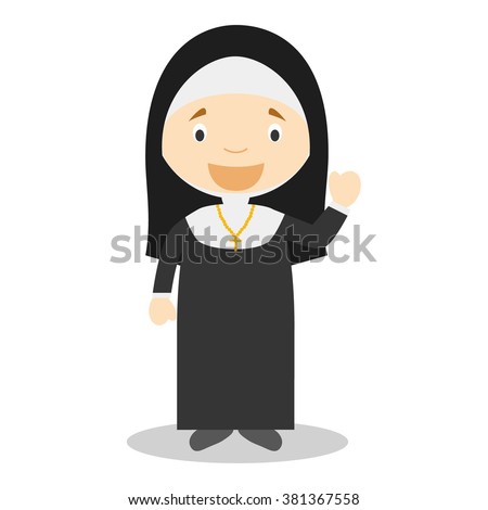 Cute Cartoon Vector Illustration Nun Stock Vector (Royalty Free ...