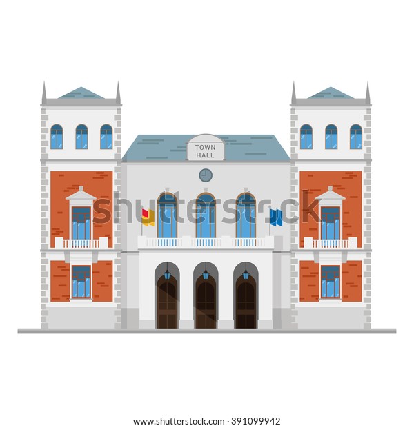 Cute Cartoon Vector Illustration Town Hall Stock Vector (Royalty Free ...