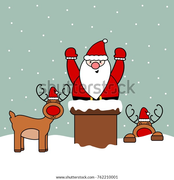Cute Cartoon Vector Santa Claus Stuck Stock Vector (Royalty Free ...