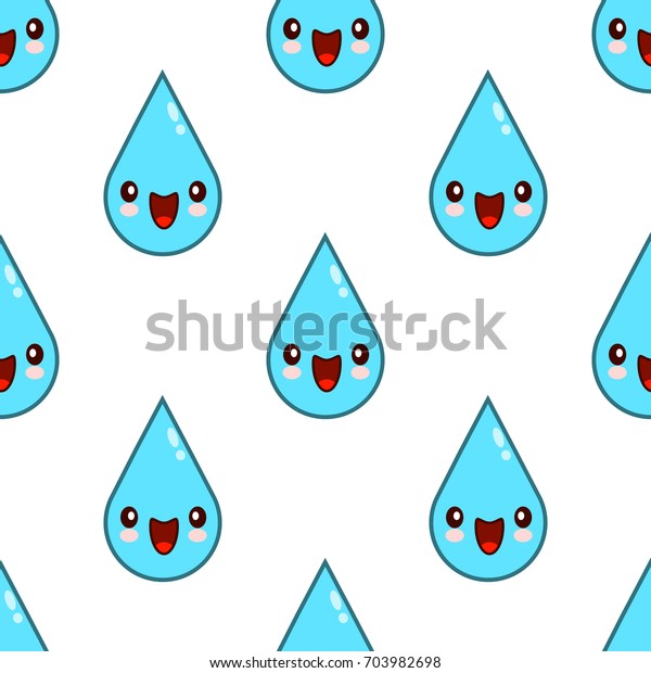 Cute Cartoon Water Drop Characters Seamless Stock Vector (Royalty Free ...