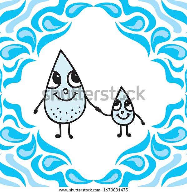 Cute Cartoon Water Drops Vector Illustration Stock Vector (Royalty Free ...