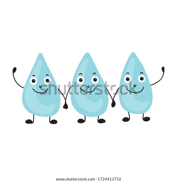 Cute Cartoon Water Drops Vector Illustration: vetor stock (livre de ...