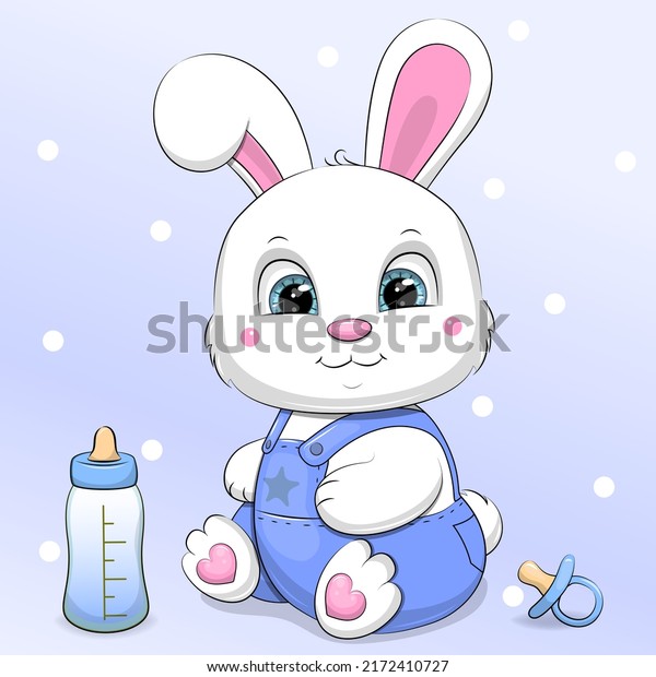 Cute Cartoon White Rabbit Boy Milk: เวกเตอร์สต็อก (ปลอดค่าลิขสิทธิ์ ...