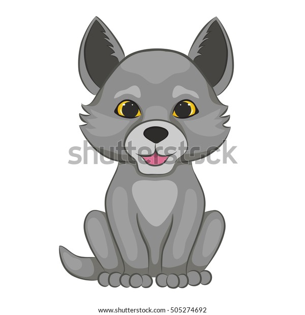 Cute Cartoon Wolf Cub Forest Animal Stock Vector (Royalty Free ...