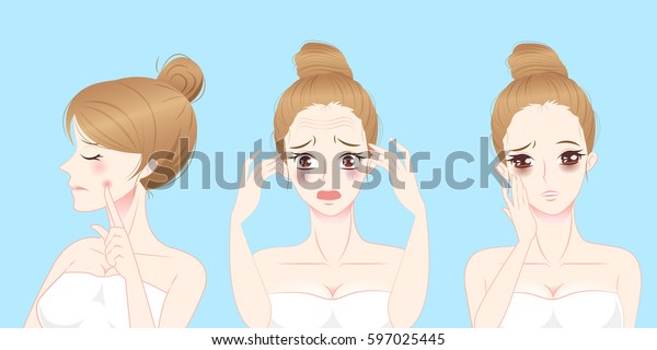 Cute Cartoon Woman Face Problem Your Stock Vector (Royalty Free ...