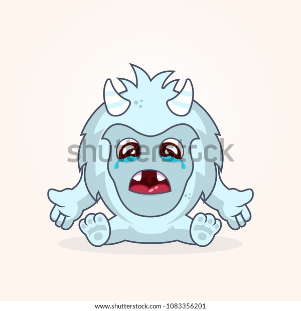 Cute Cartoon Yetti Crying Monster Illustration Stock Vector (Royalty ...