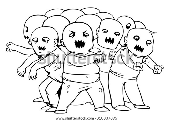 Cute Cartoon Zombie Crowd Stock Vector (Royalty Free) 310837895
