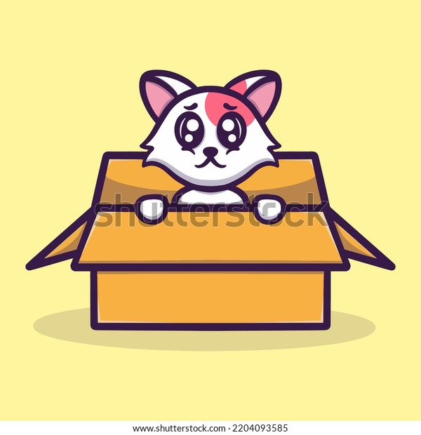 Cute Cat Box Cartoon Vector Icon Stock Vector (Royalty Free) 2204093585 ...