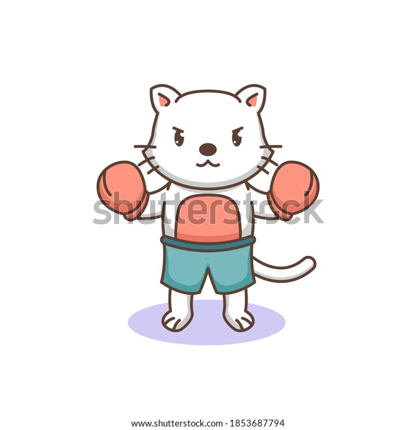 Cute Cat Boxing Costume Stock Vector (Royalty Free) 1853687794 ...