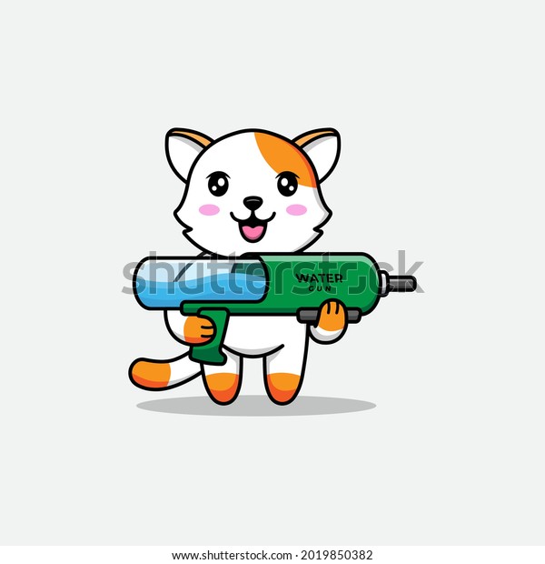 Cute Cat Carrying Gun Stock Vector (Royalty Free) 2019850382 | Shutterstock