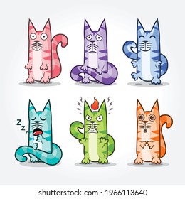 Cute Cat Cartoon Action Face Stock Vector (Royalty Free) 1966113640 ...