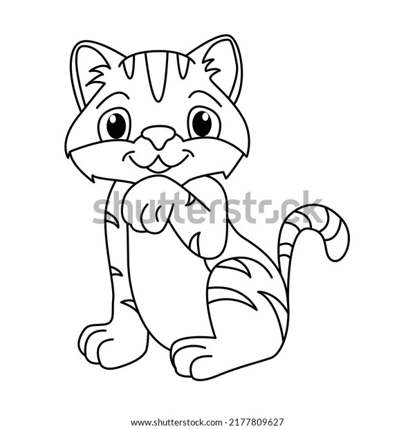Cute Cat Cartoon Coloring Page Illustration: เวกเตอร์สต็อก (ปลอดค่า ...
