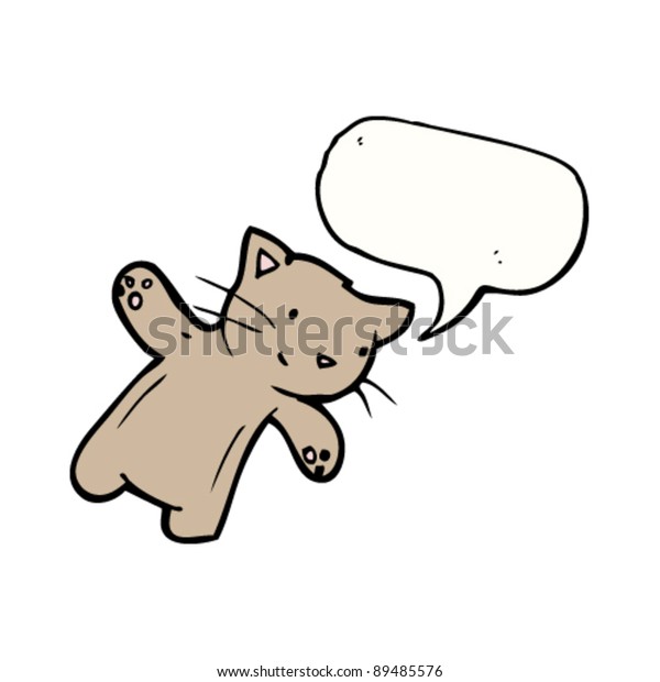 Cute Cat Cartoon Reaching Speech Bubble Stock Vector (Royalty Free ...
