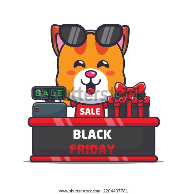 Cute Cat Cashier Table Black Friday Stock Vector (Royalty Free ...