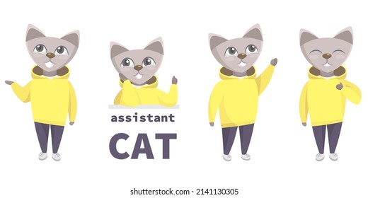 Cute Cat Character Set Different Poses Stock Vector (Royalty Free ...