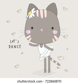 Cute Cat Dance Stock Vector (Royalty Free) 722860870