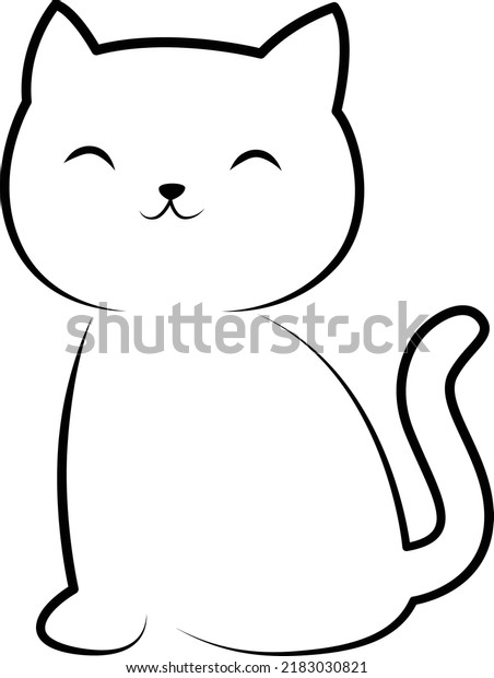 Cute Cat Drawing Doodle Line Art Stock Vector (Royalty Free) 2183030821 ...