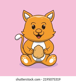 Cute Cat Eating Cookies Vector Stock Vector (Royalty Free) 2195075319 ...
