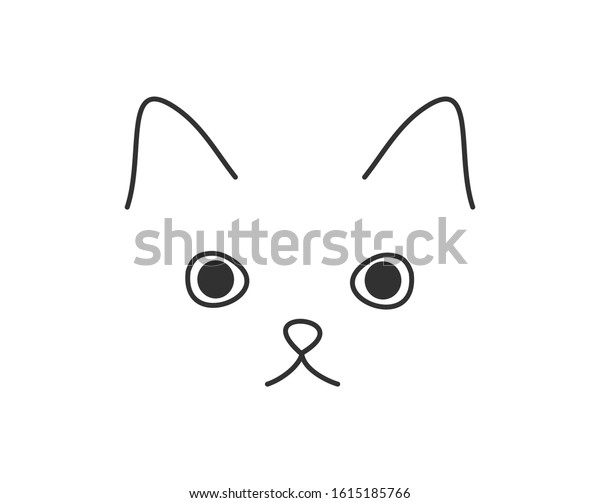 Cute Cat Face Doodle Drawing Vector Stock Vector (Royalty Free ...
