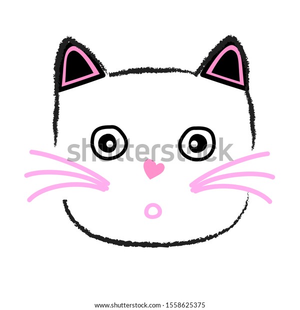 Cute Cat Face Doodle Hand Drawn Stock Vector (Royalty Free) 1558625375 ...