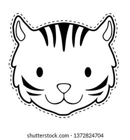 Cute Cat Face Dotted Sticker Vector Stock Vector (Royalty Free ...