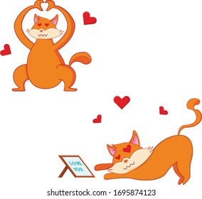 Cute Cat Falling Love Stock Vector (Royalty Free) 1695874123 | Shutterstock