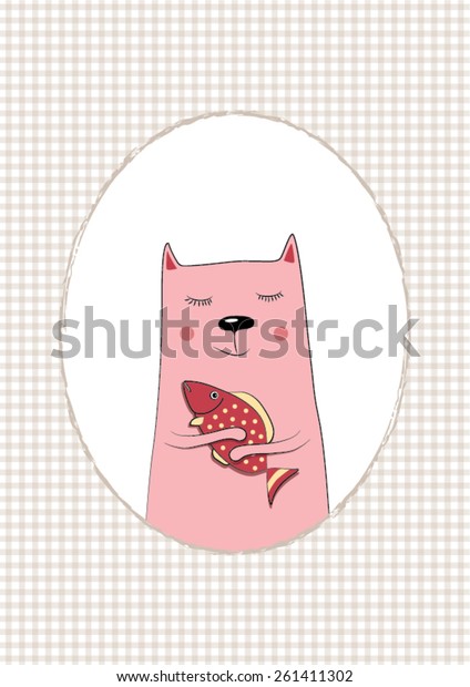 Cute Cat Fish Illustration Stock Vector (Royalty Free) 261411302 ...